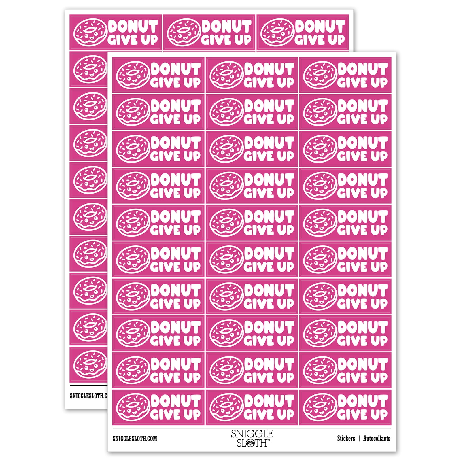 Donut Do Not Give Up Teacher Student School Sticker Set - Hot Pink ...