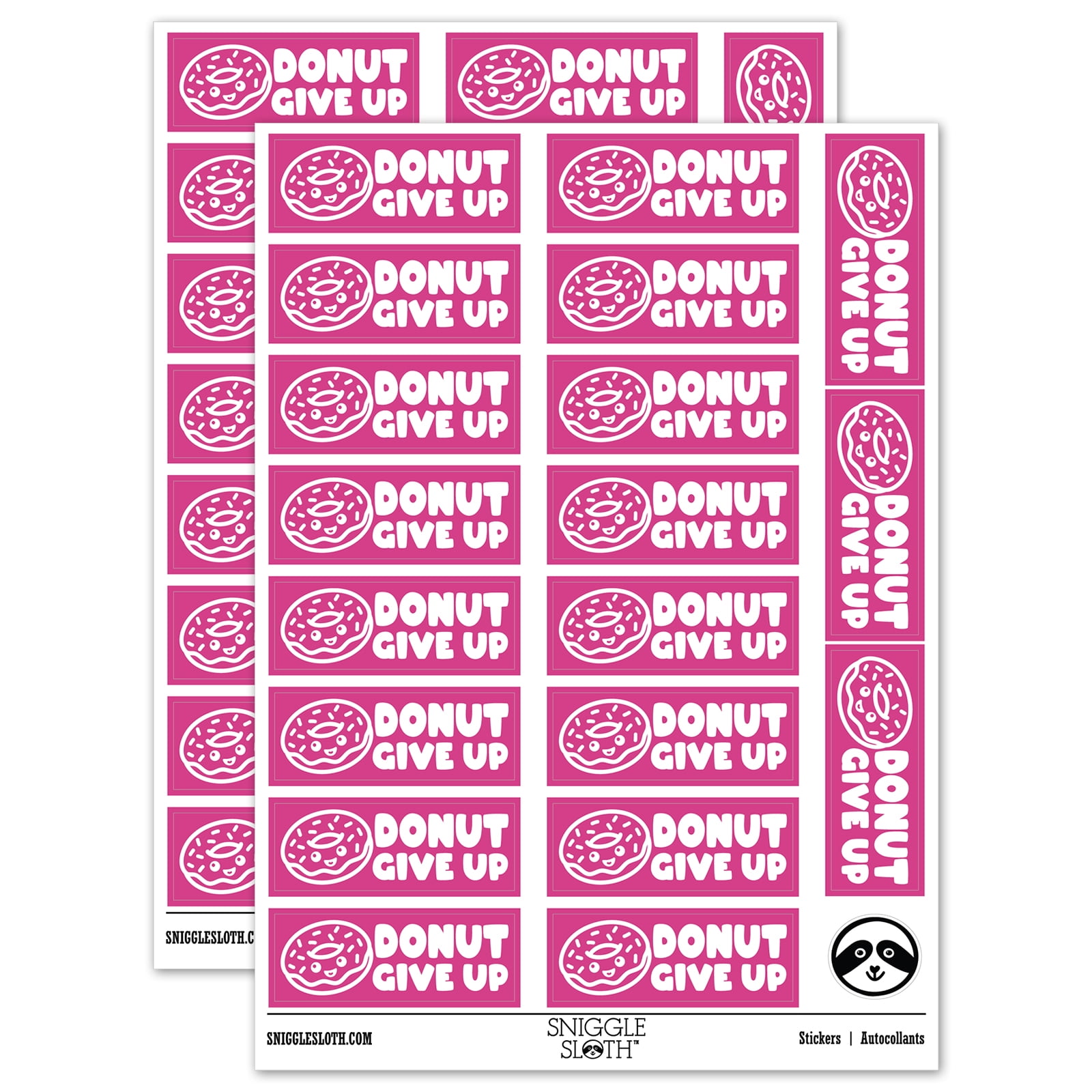 Donut Do Not Give Up Teacher Student School Sticker Set - Hot Pink ...