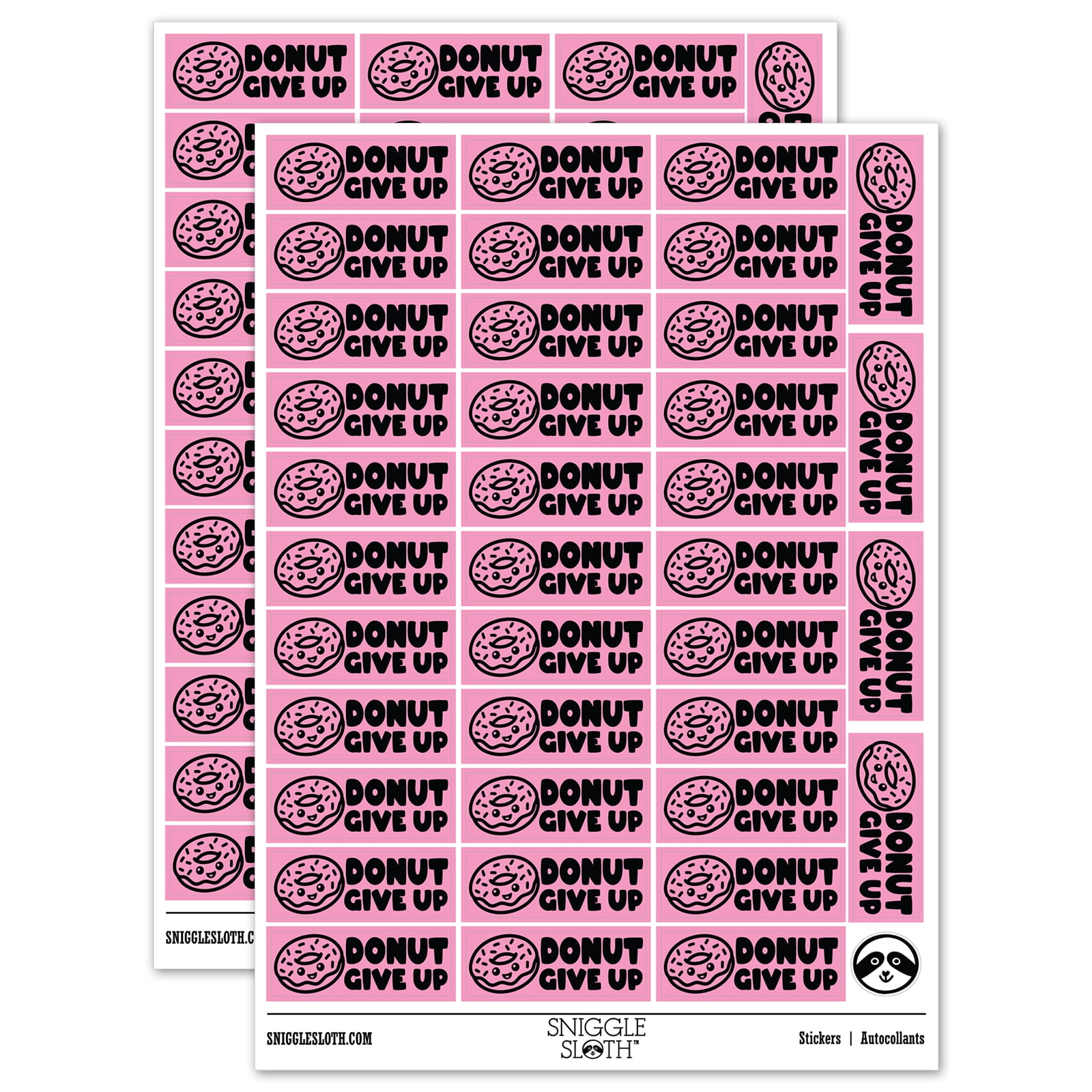 Donut Do Not Give Up Teacher Student School Sticker Set - Light Pink ...