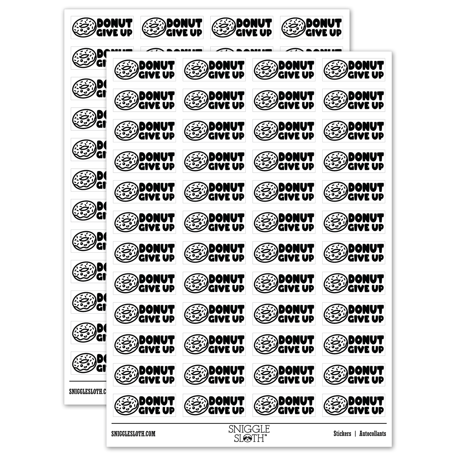Donut Do Not Give Up Teacher Student School Sticker Set - White - Gloss ...