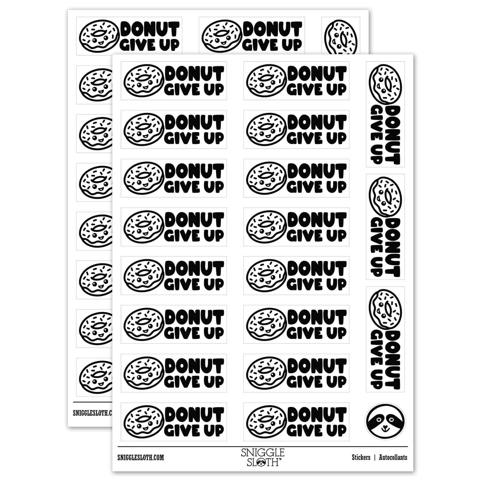 Donut Do Not Give Up Teacher Student School Sticker Set - White - Gloss ...