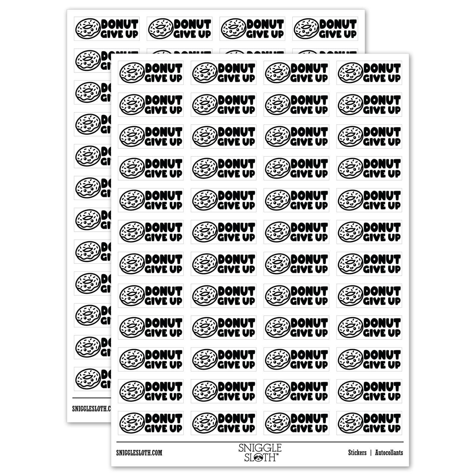 Donut Do Not Give Up Teacher Student School Sticker Set - White - Matte ...