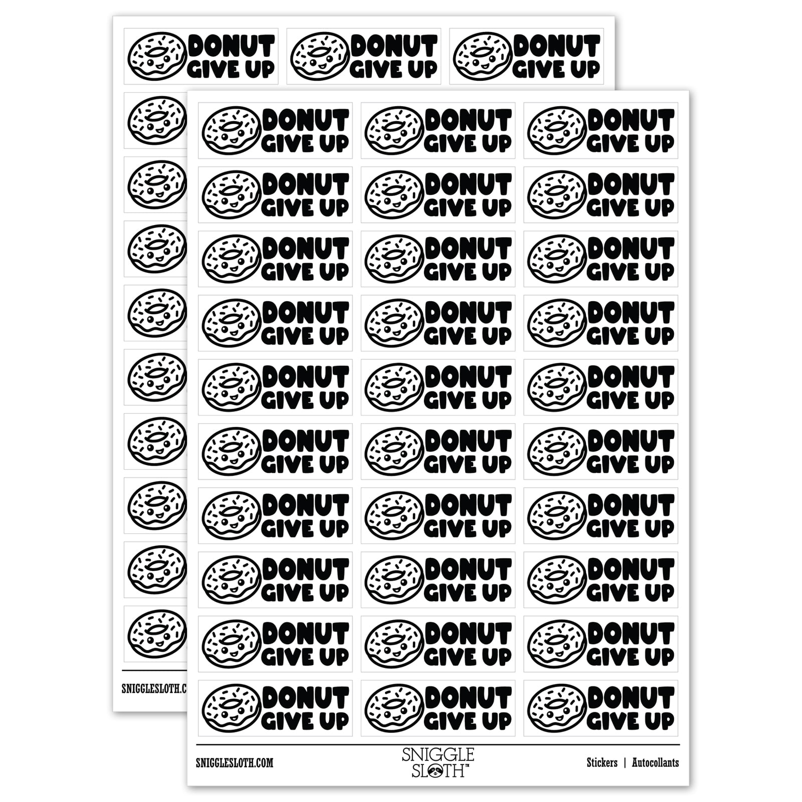 Donut Do Not Give Up Teacher Student School Sticker Set - White - Matte ...