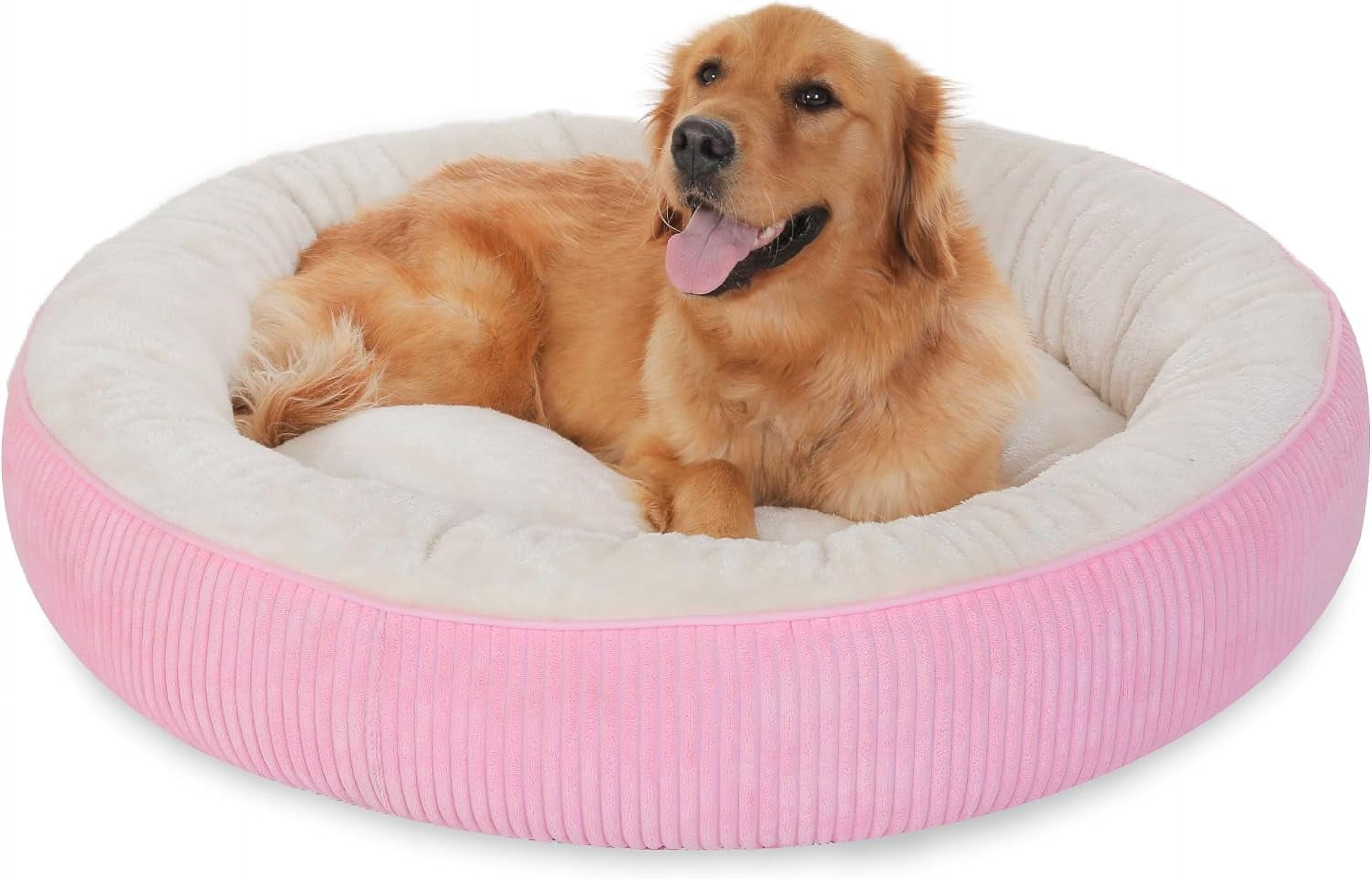 Donut Dog Bed,36 Inches Calming Round Dog Beds for Large Dogs,Washable ...