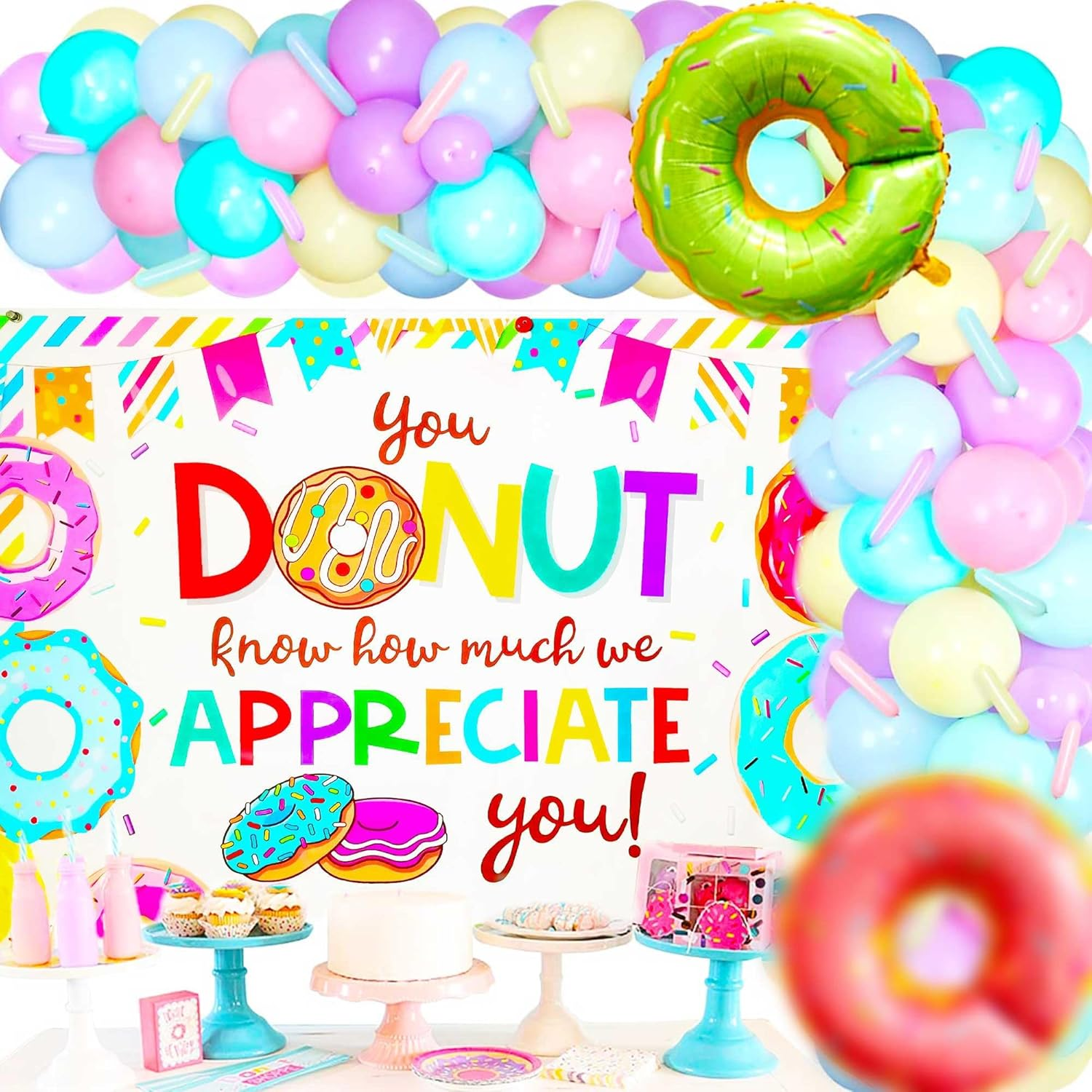Donut Forget Us Party Decoration Backdrop Going Away Decor Farewell ...