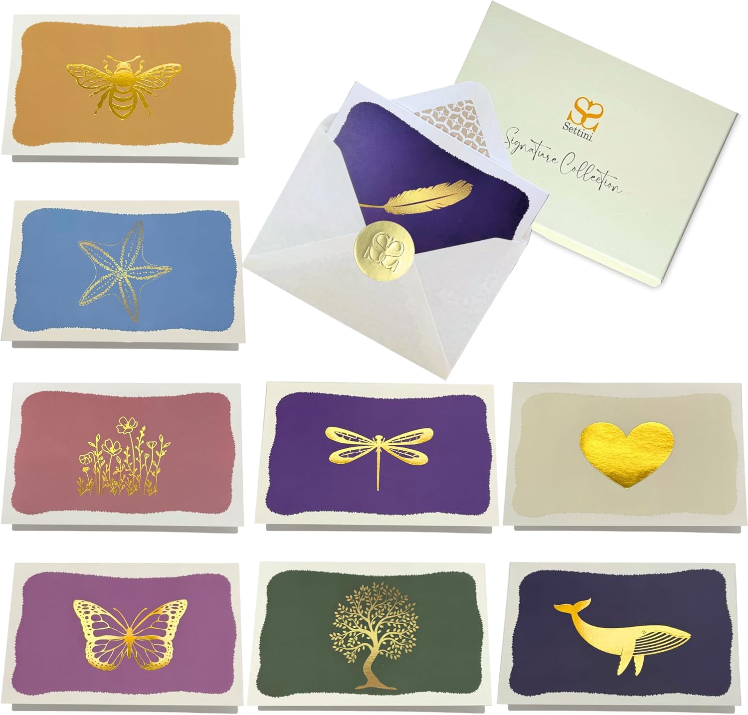 Blank Note Cards,18 Pack All Occasion Assorted Greeting Cards, 9 Gold ...