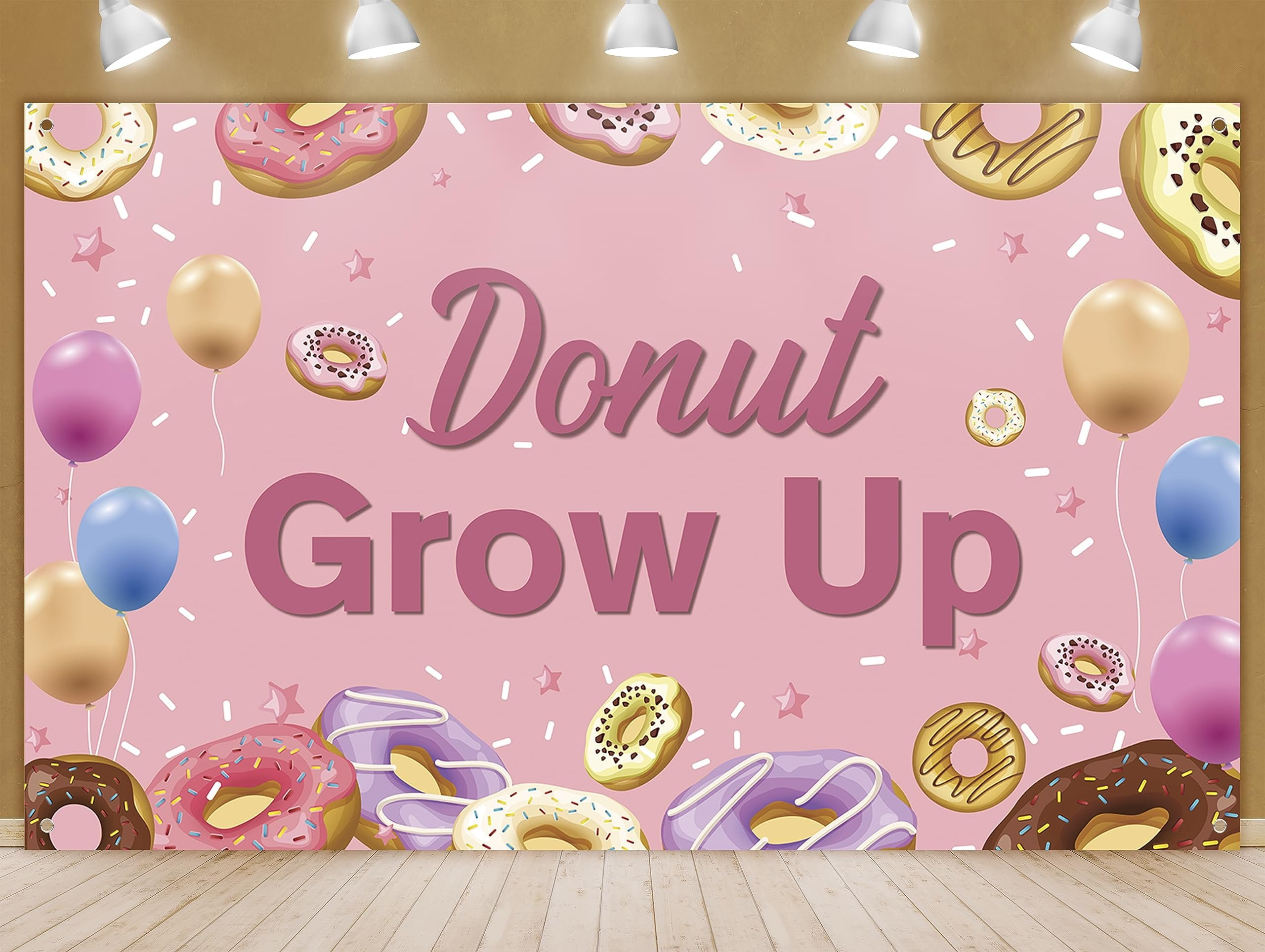 Donut Grow Up Backdrop - 1st Bday Theme Studio Background Banner ...