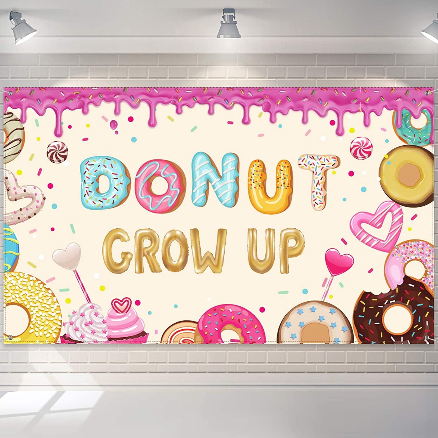 Donut Grow up Birthday Backdrop 6X4ft Sweet Donuts Photography ...