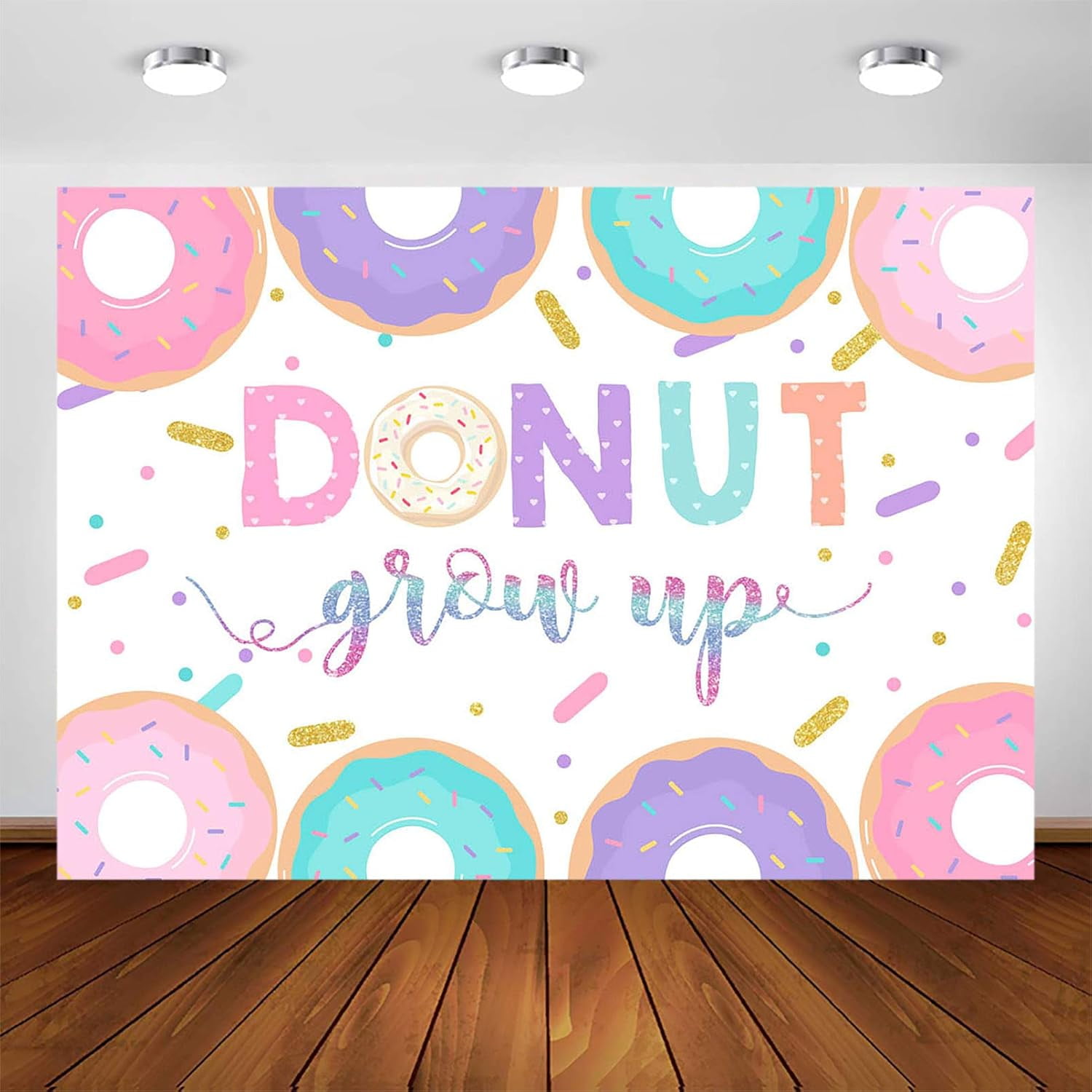 Donut Grow Up Backdrop for Girls Kid Birthday Party Decorations Sweet ...