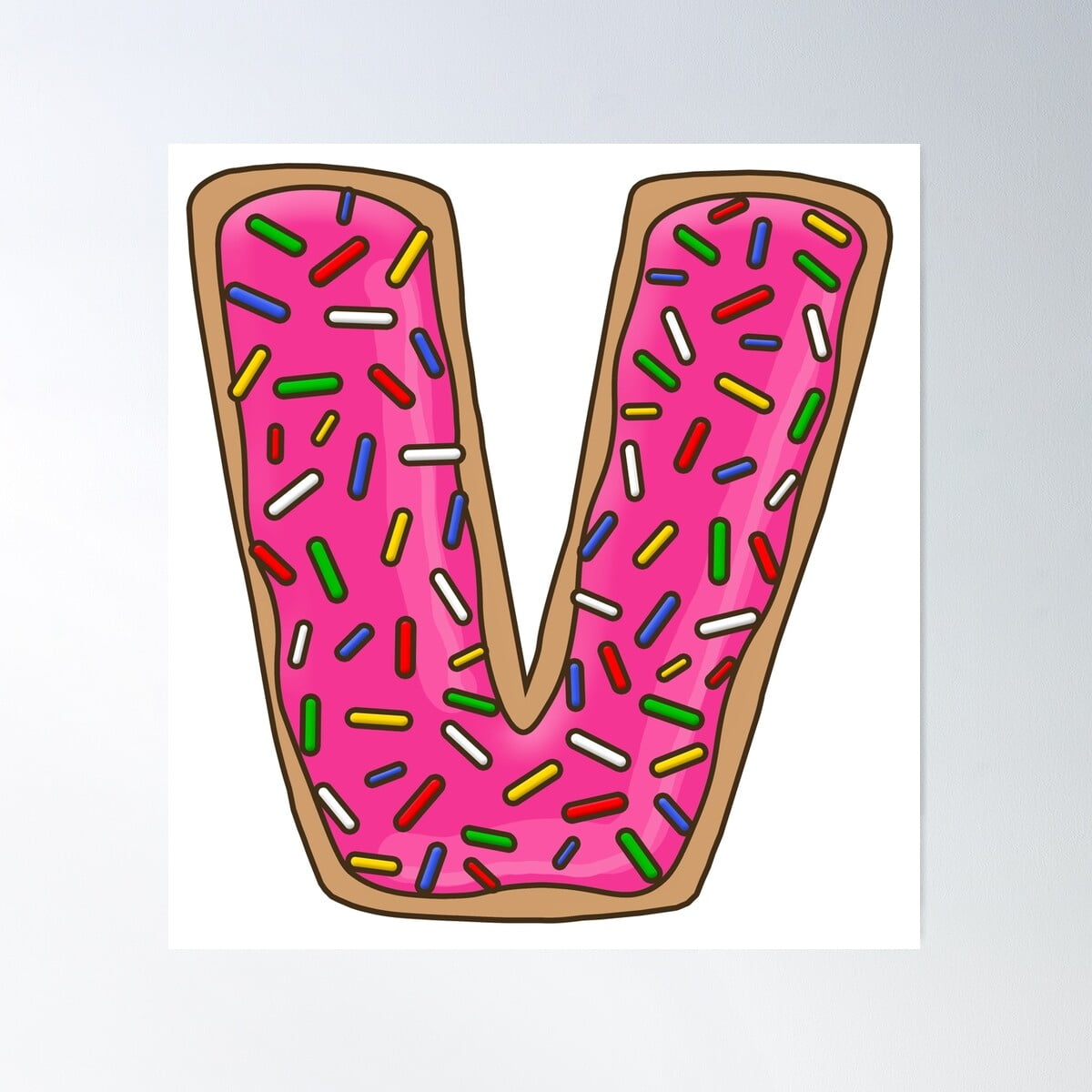 Donut Letter V Poster Wall Art, Modern Wall Decor For Living Room ...