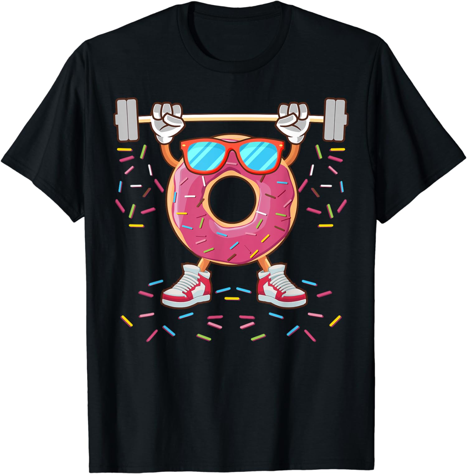 Donut Lover Bodybuilder Weightlifter - Funny Donut Workout T-Shirt ...