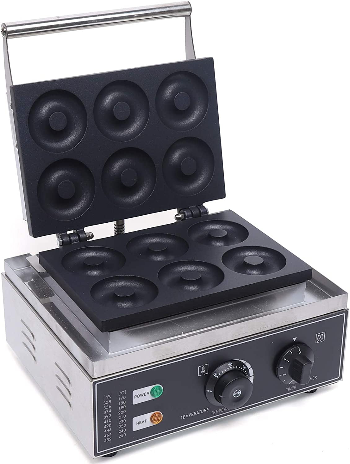 Donut Maker, 110V 1550W 6 Holes Double-Sided Non-stick Commercial ...