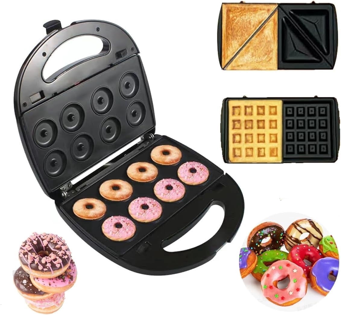 Donut Maker, 3 in 1 Electric Sandwich Waffle Machine, Panini Dessert ...