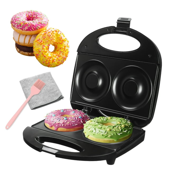 Donut Maker,Doughnut Machine,Bake 2 Donuts,Double-sided heating, Non ...