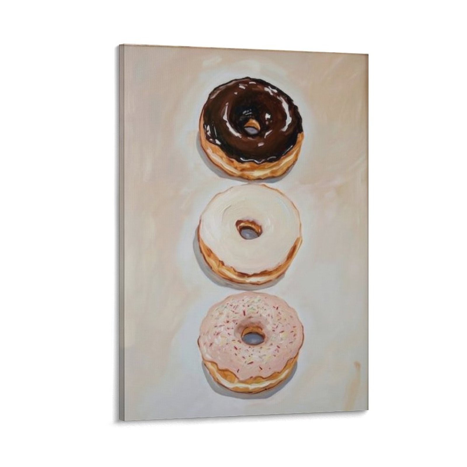 Donut Painting Retro Food Illustration Coffee Nook Decor Cute Kitchen ...