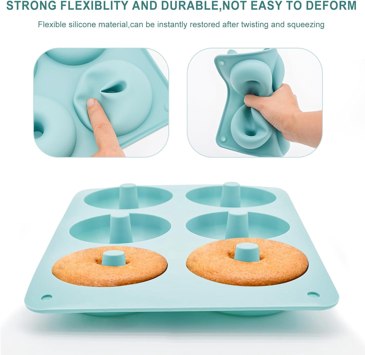 Donut Pan for Baking, Non-Stick Silicone Doughnut Pan Set, Heat ...