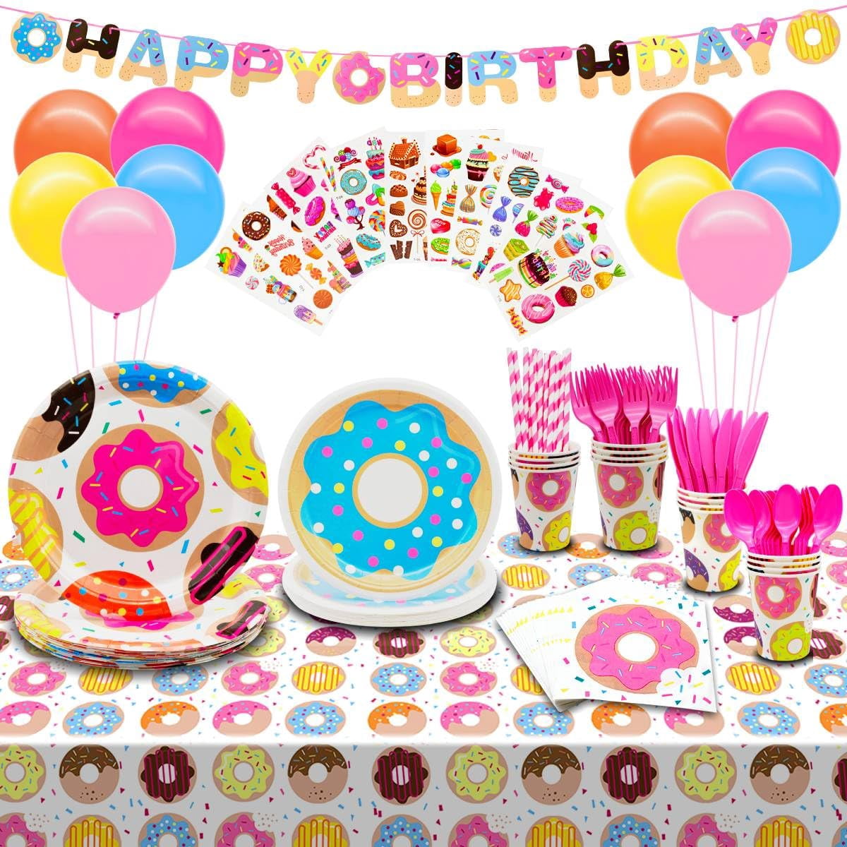 Donut Party Decorations,TRDN Donut Birthday Party Supplies for 16 ...