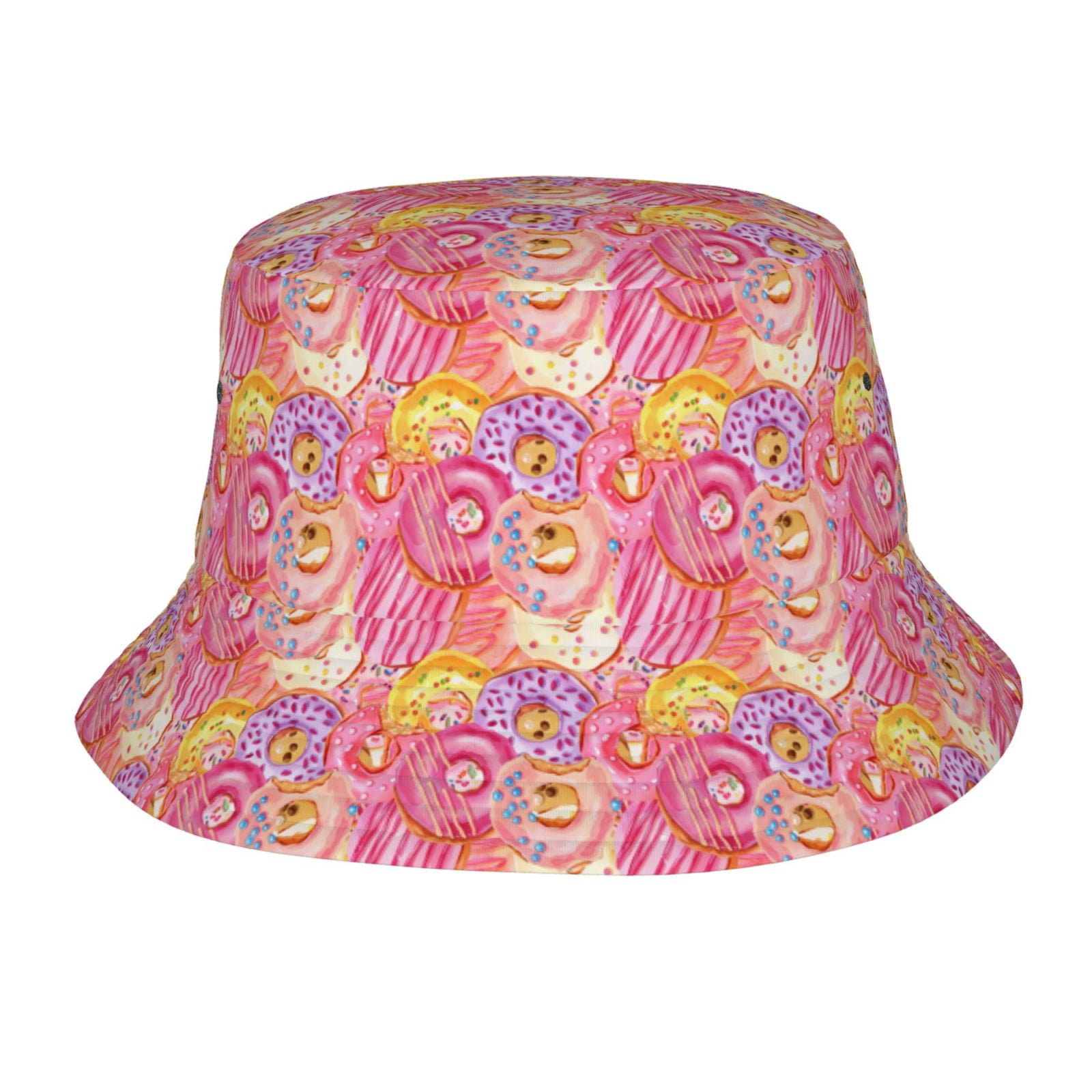 Donut Pattern Bucket Hats for Men Women Beach Sun Hat Outdoor Travel ...
