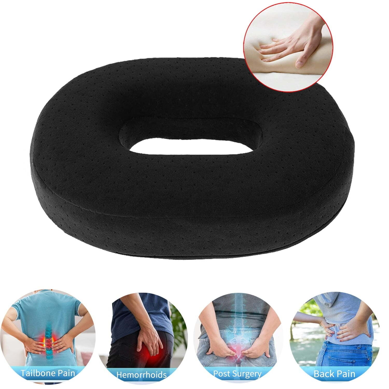 Donut Pillow, Coccyx Seat Cushion for Tailbone Pain Relief, Back, Hip ...