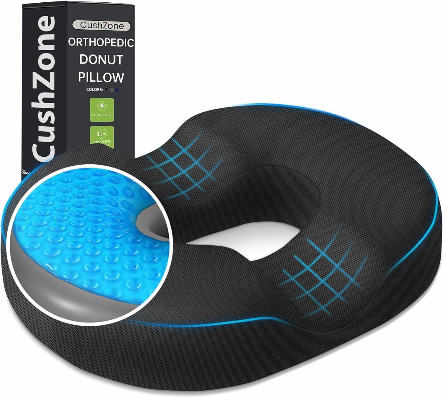 Donut Pillow Seat Cushion - Cooling Gel Donut Chair Cushions, Memory ...
