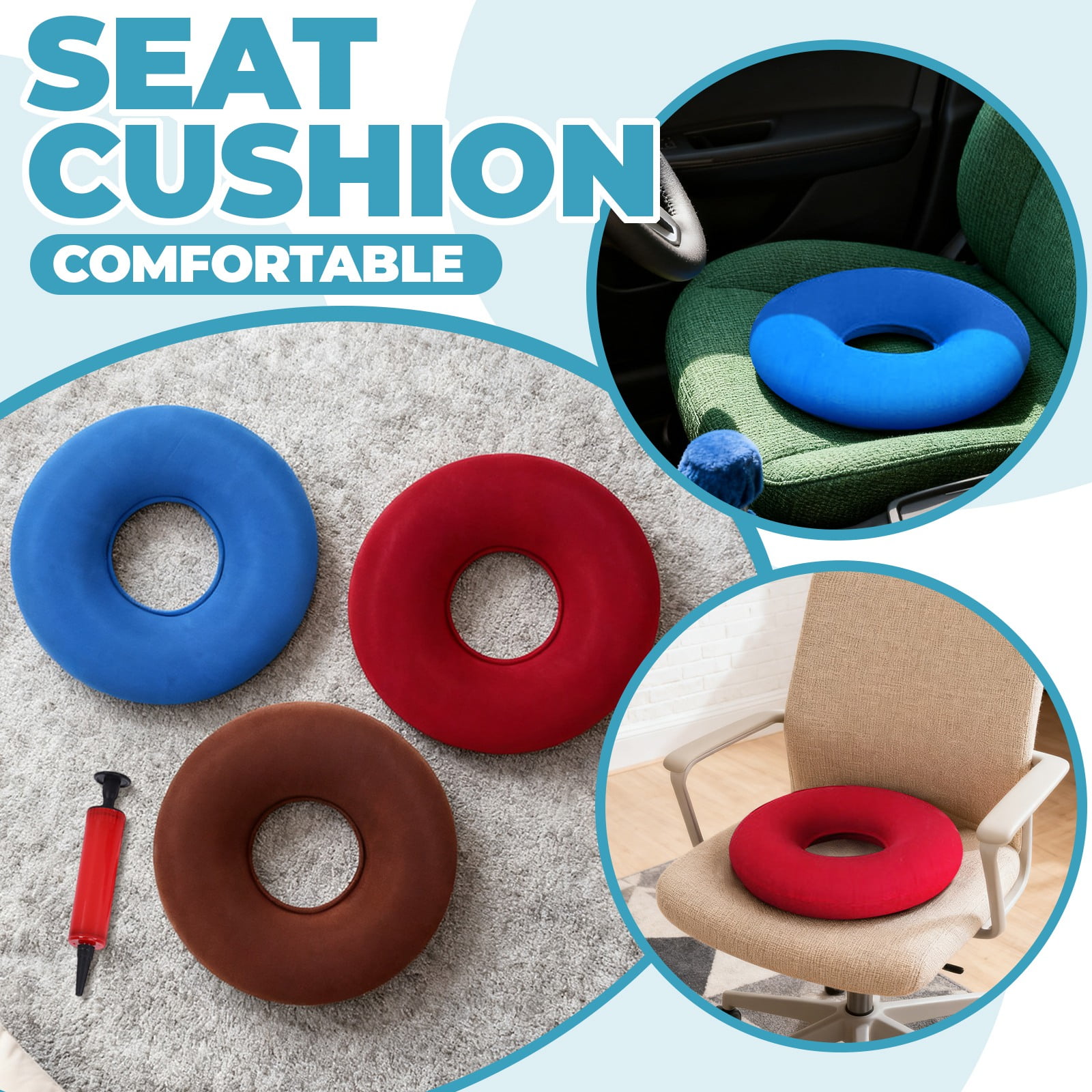 Donut Pillow for Tailbone Pain Relief - Hemorrhoid, Coccyx, Office ...