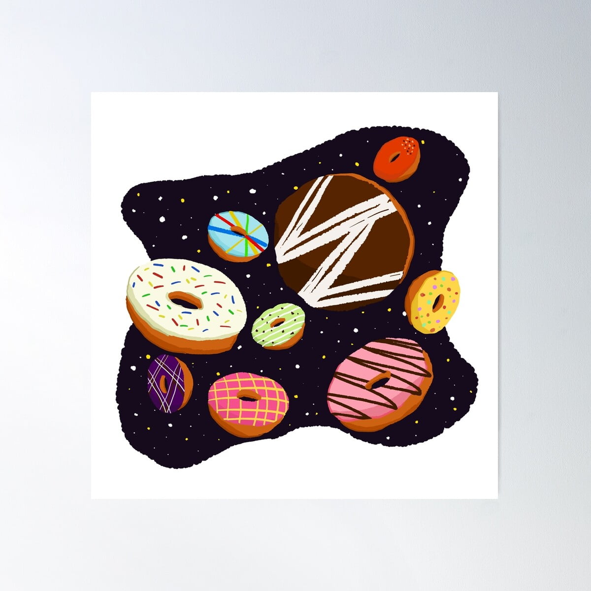 Donut Planets Poster Wall Art, Modern Wall Decor For Living Room ...
