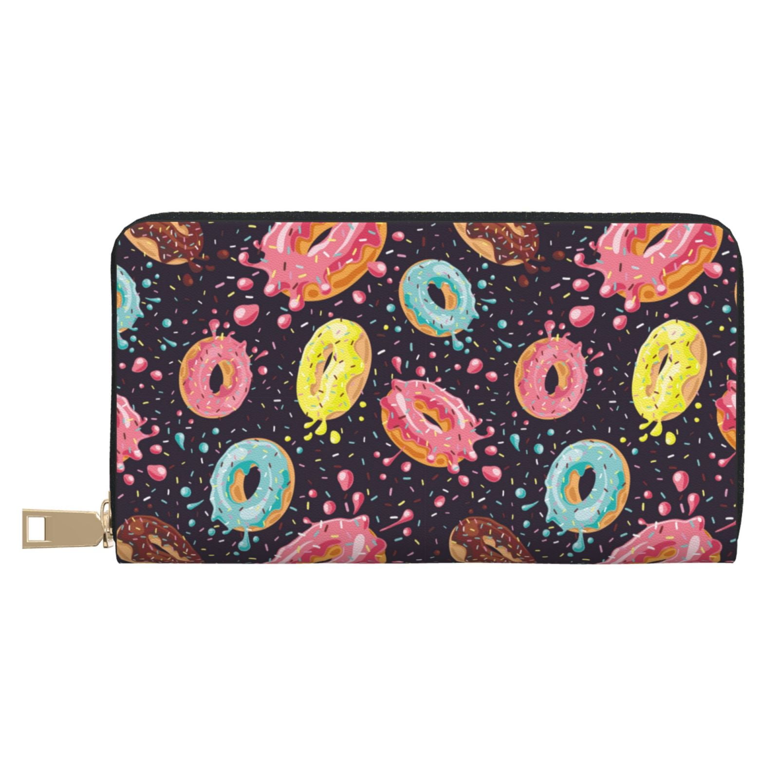 Donut Print No.9017 Wallet Women, Leather Bifold Multi Card Wallet ...