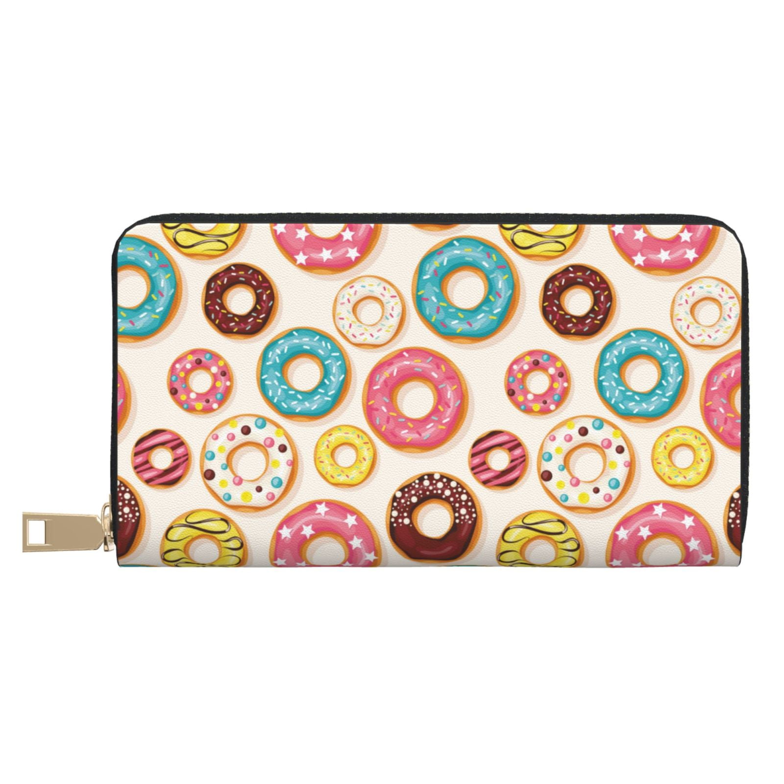 Donut Print No.9028 Wallet Women, Leather Bifold Multi Card Wallet ...