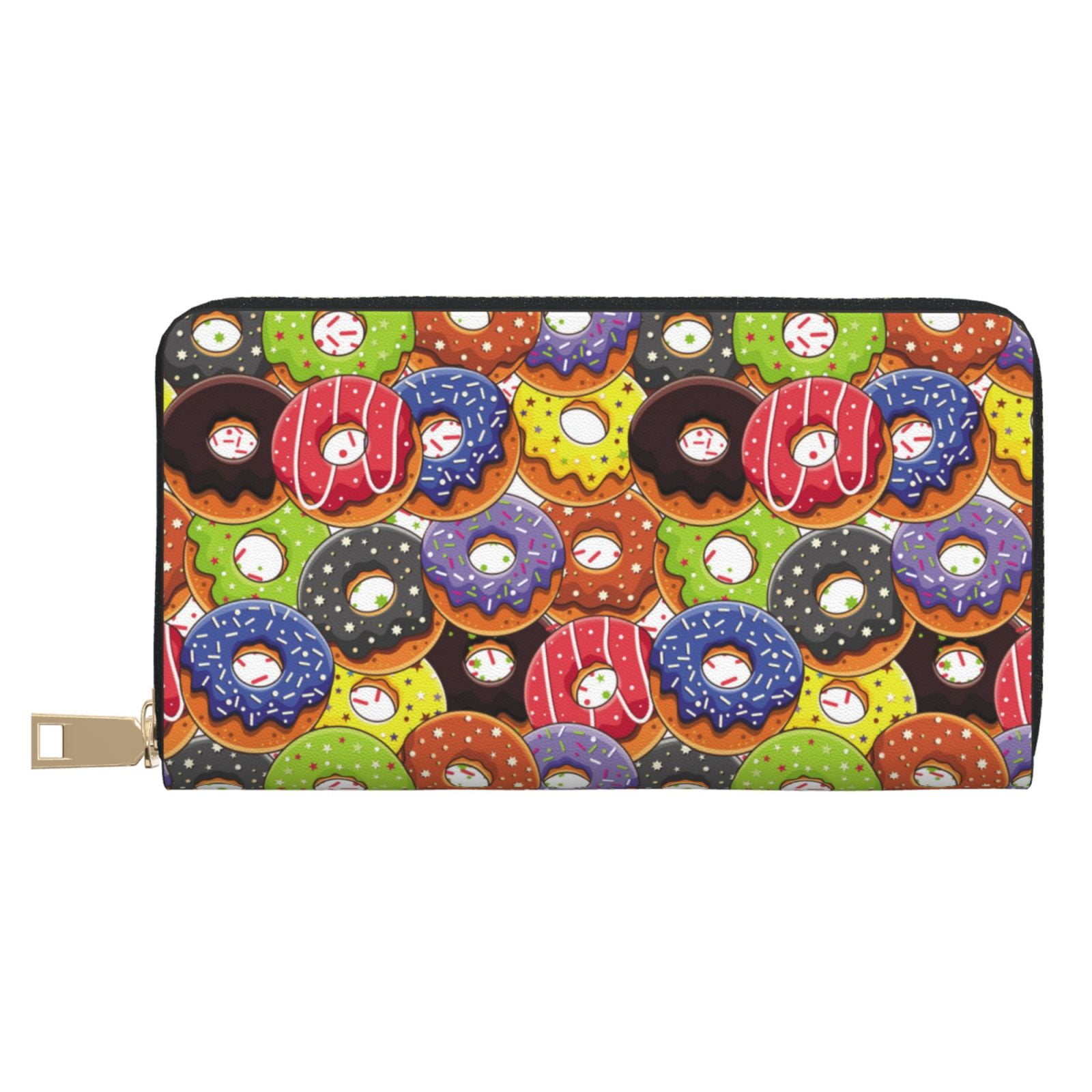 Donut Print No.9054 Wallet Women, Leather Bifold Multi Card Wallet ...