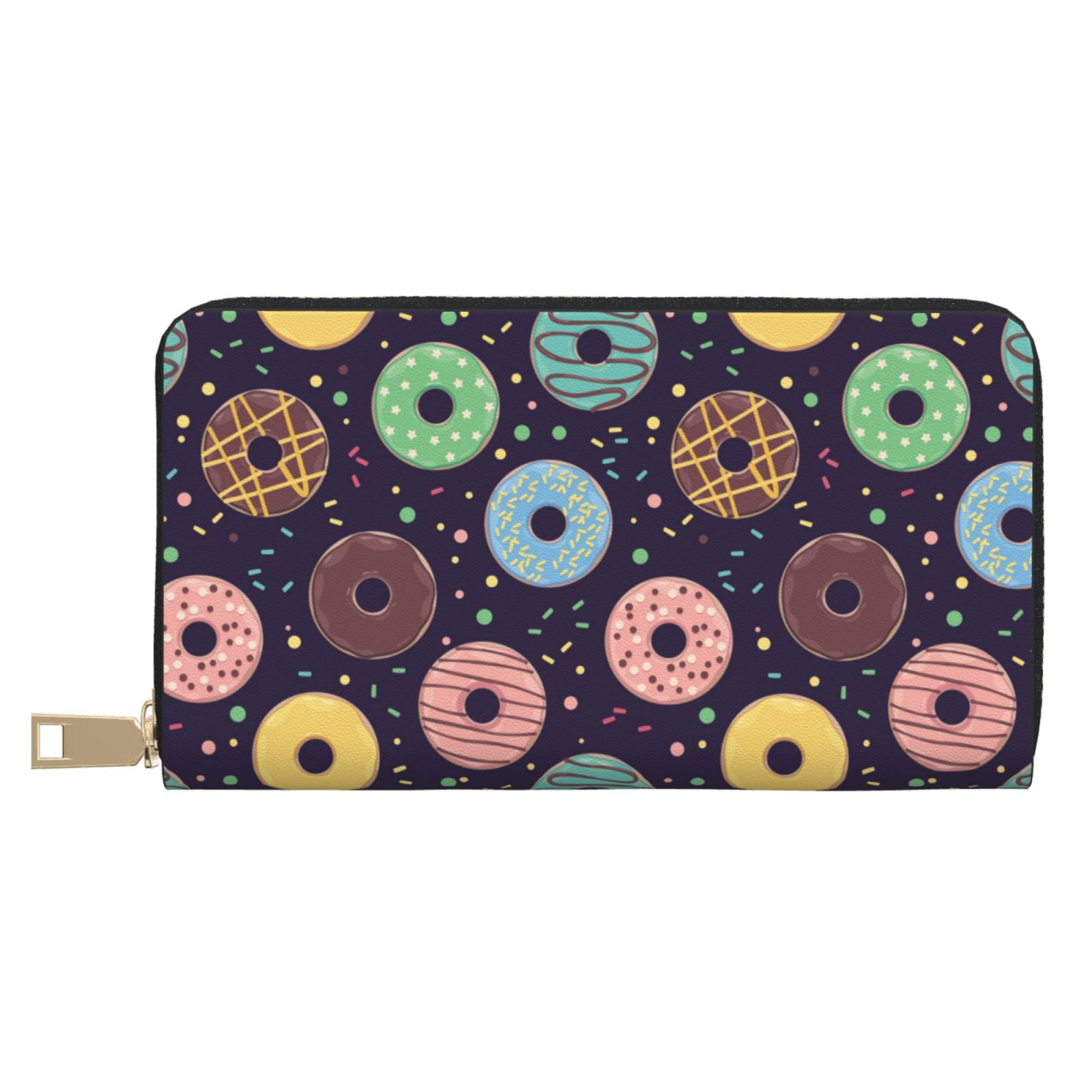Donut Print No.9065 Wallet Women, Leather Bifold Multi Card Wallet ...