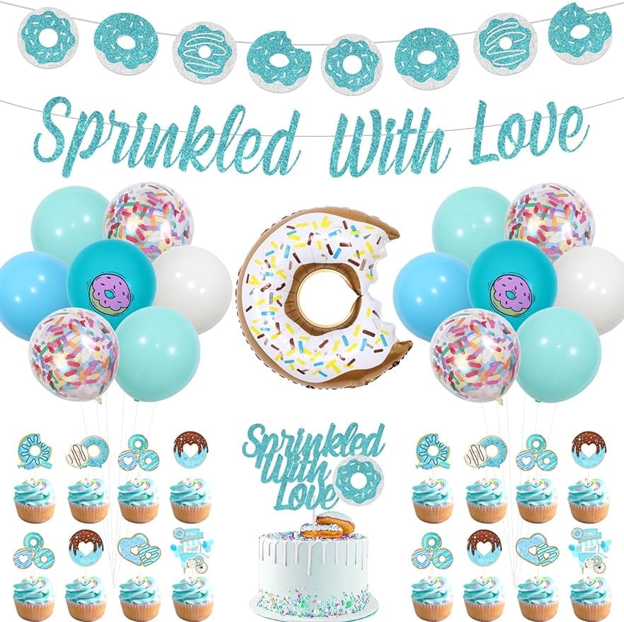 Donut Sprinkle Baby Shower Decorations Sprinkled With Love Banner Cake ...