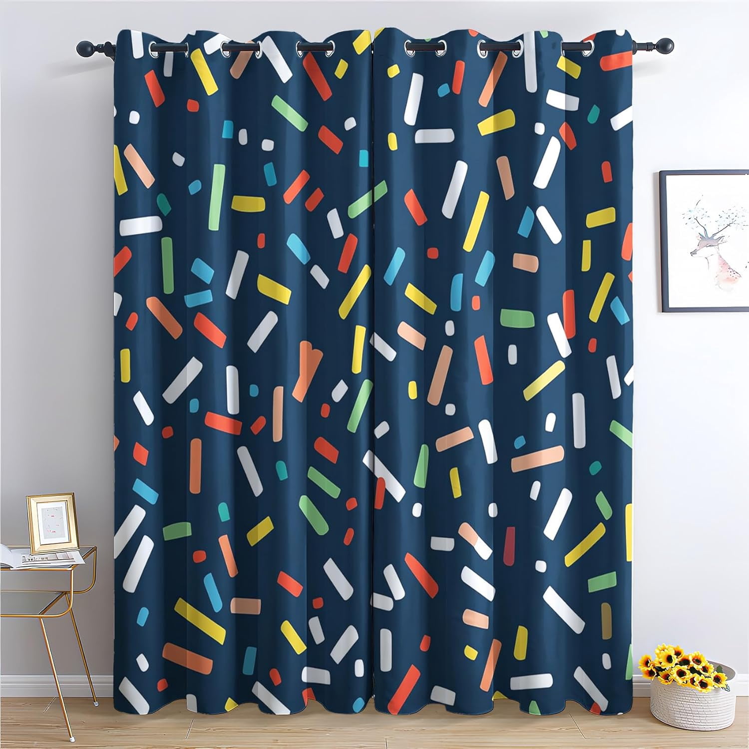 Donut Sprinkle Curtains For Bedroom, Dessert Candy Sweet Curtain For ...