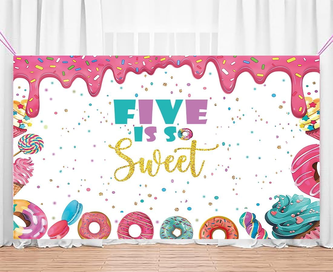 Donut Sweet Five Birthday Party Decoration for Girls Donut Sweet 5th ...