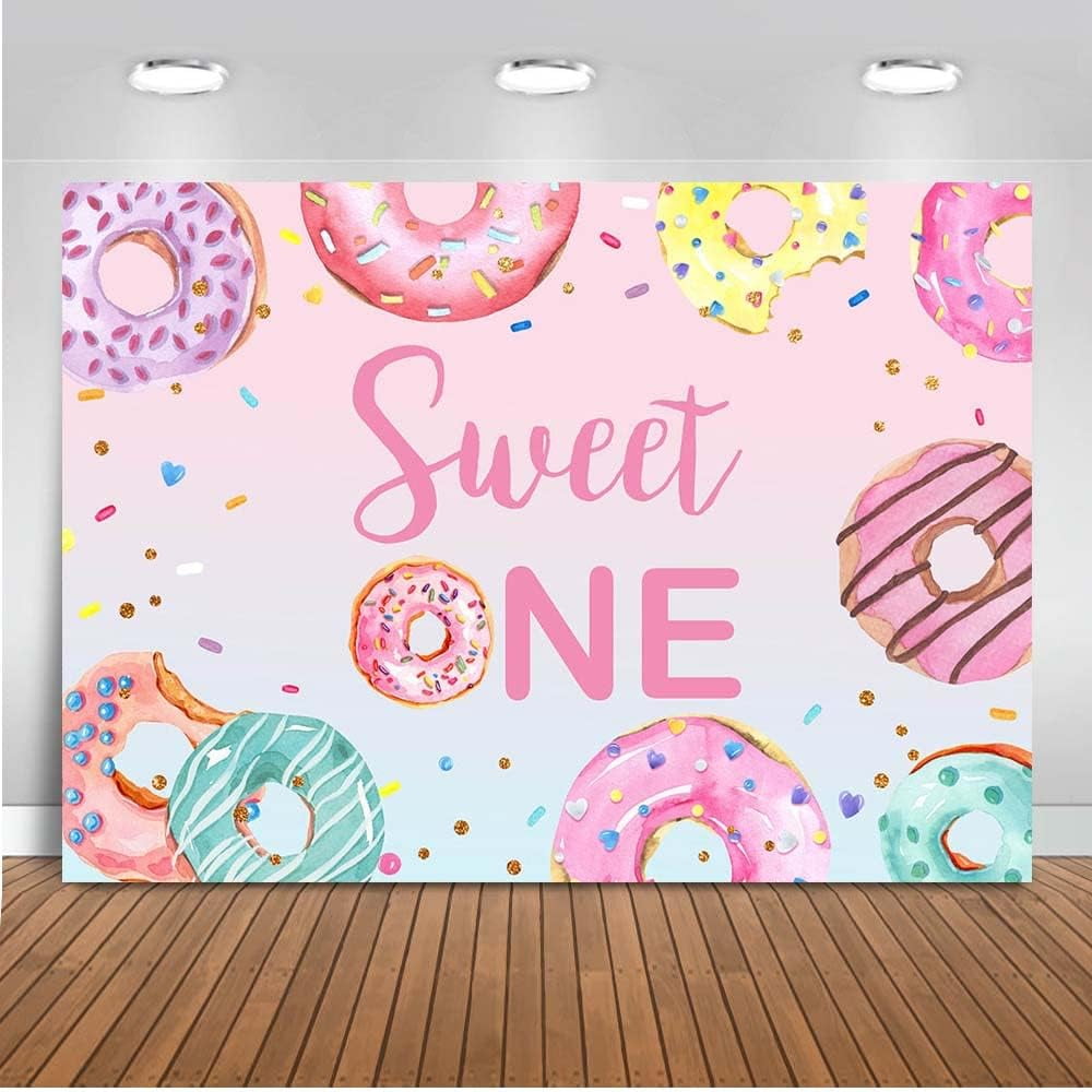 Donut Sweet One 1st Birthday Backdrop Sweet Donut Dessert Happy First ...