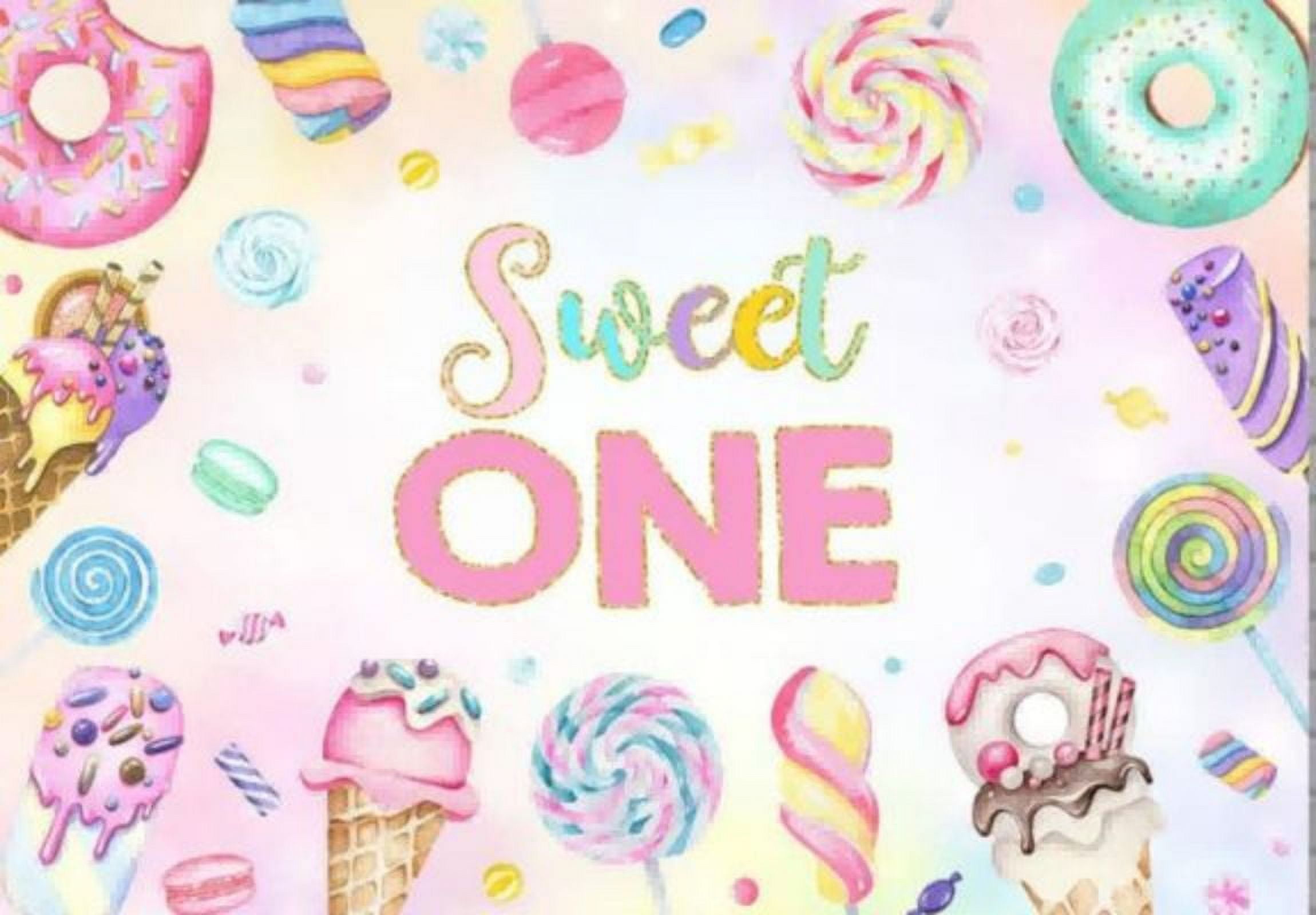 Donut Sweet One Backdrop Birthday Party Pink Sweet Candy First Birthday ...