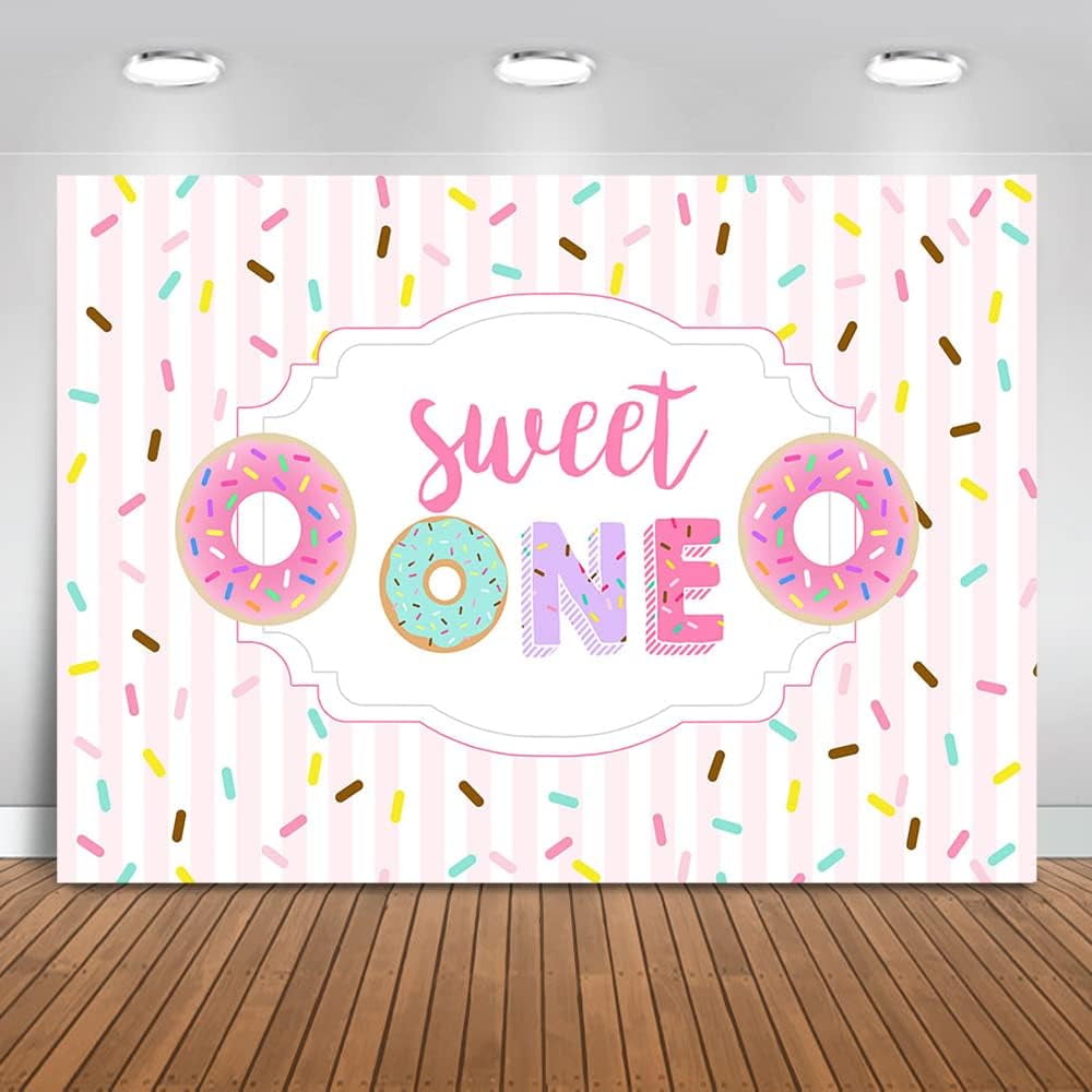 Donut Sweet One Backdrop Doughnut First Birthday Party Background Donut ...