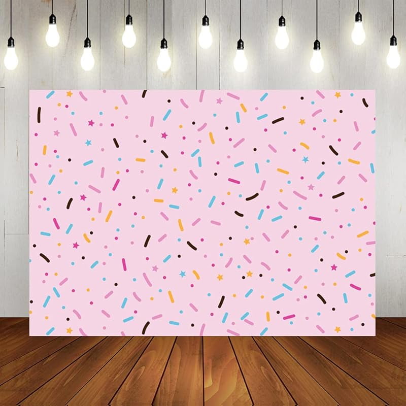Donut Theme Birthday Party Backdrop Donut Grow Up Bright Confetti ...
