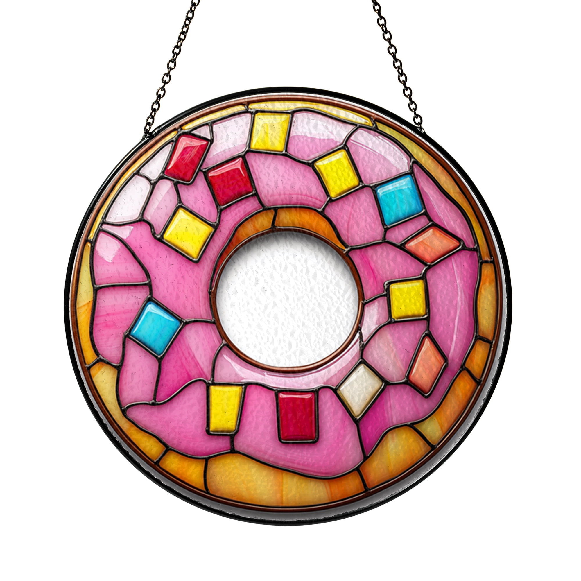 Donut Theme Glass Suncatcher Window Art Colorful Decorative Hanging ...