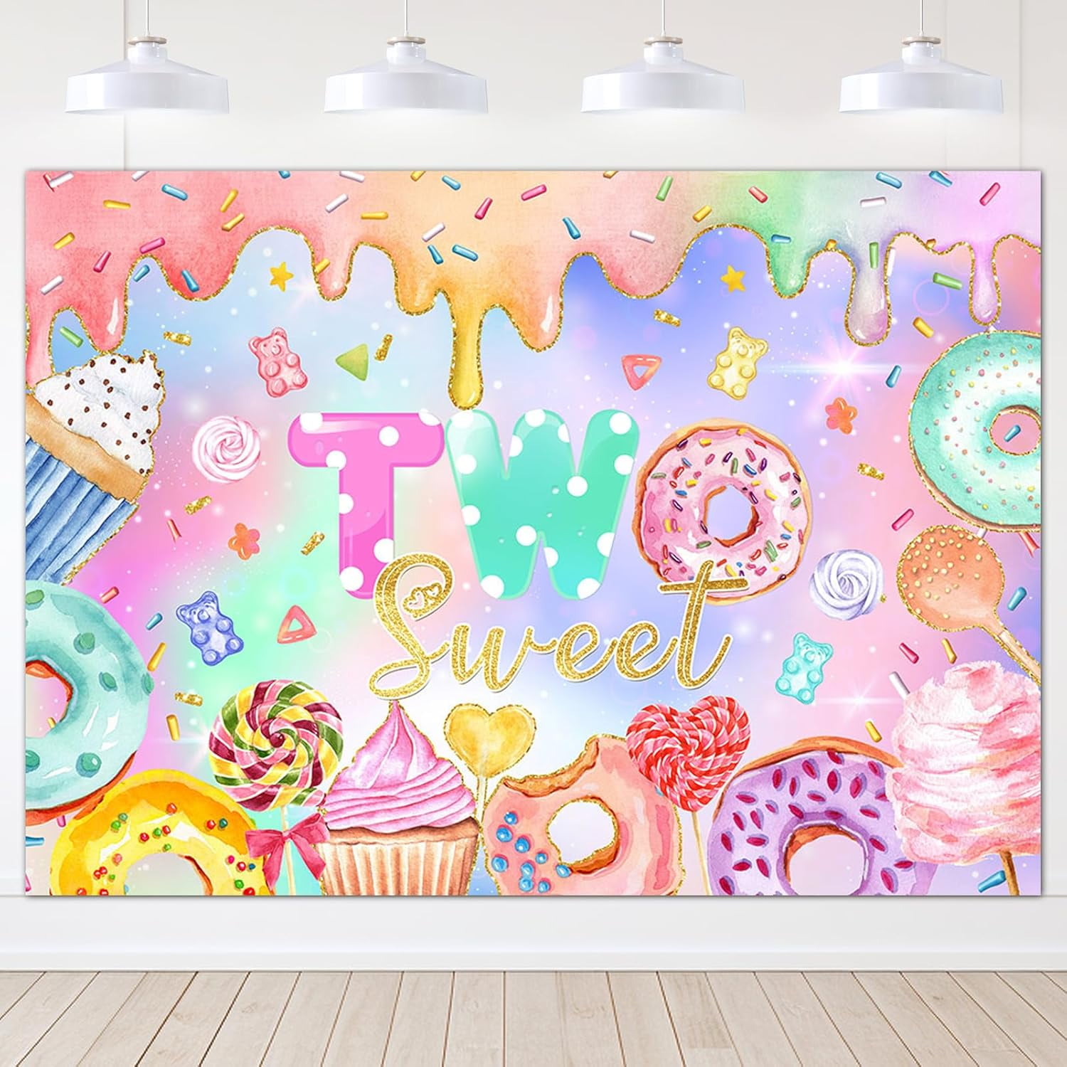 Donut Two Sweet Birthday Backdrop Girls Sweet Candy Second Birthday ...