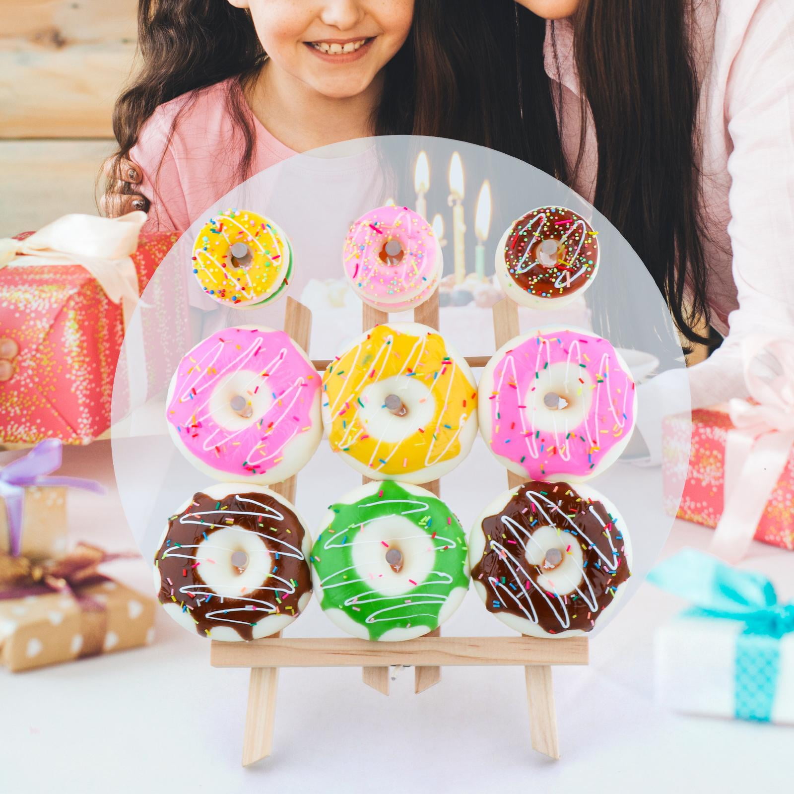 Donut Wall Stand Donut Display Stand Holder Tabletop Showcase Wood ...