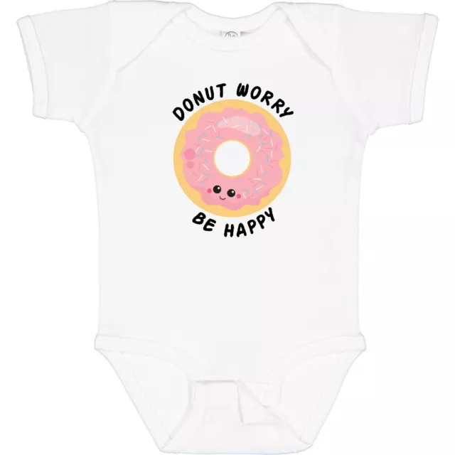 Donut Worry Be Happy Pink Sprinkle Donut` Baby Bodysuit Food Humor Pun ...
