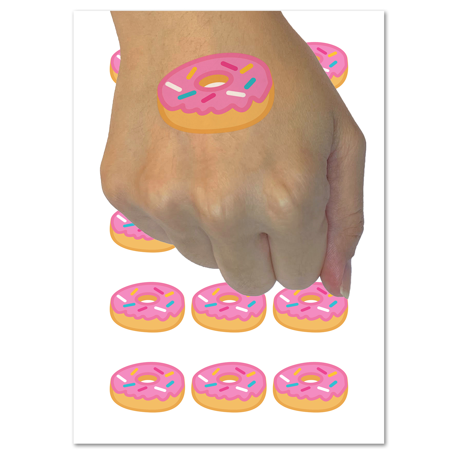 Donut with Sprinkles Water Resistant Temporary Tattoo Set Fake Body Art ...