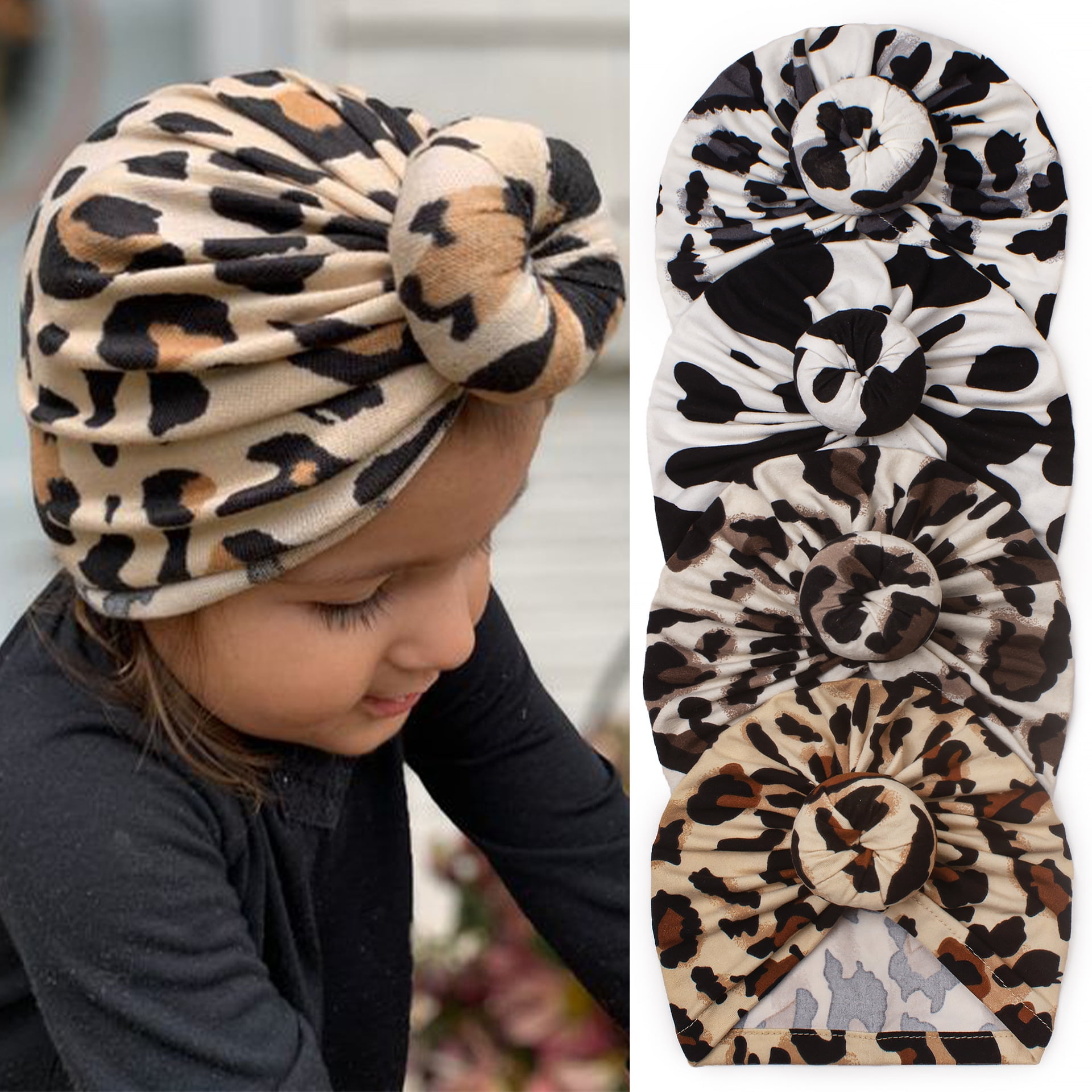 Donuts Baby Hats Girls Turban Knot Infant Leopard Headdress,Toddler ...