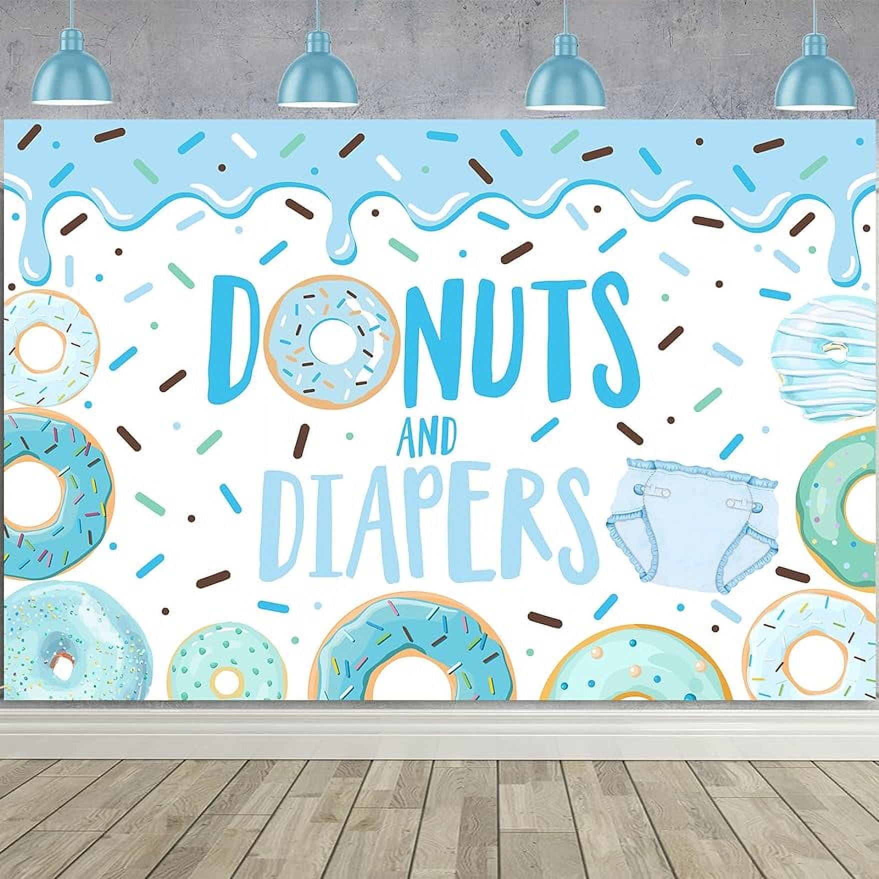 Donuts Baby Shower Decorations Donuts & Diaper Backdrop Sweet Donuts ...