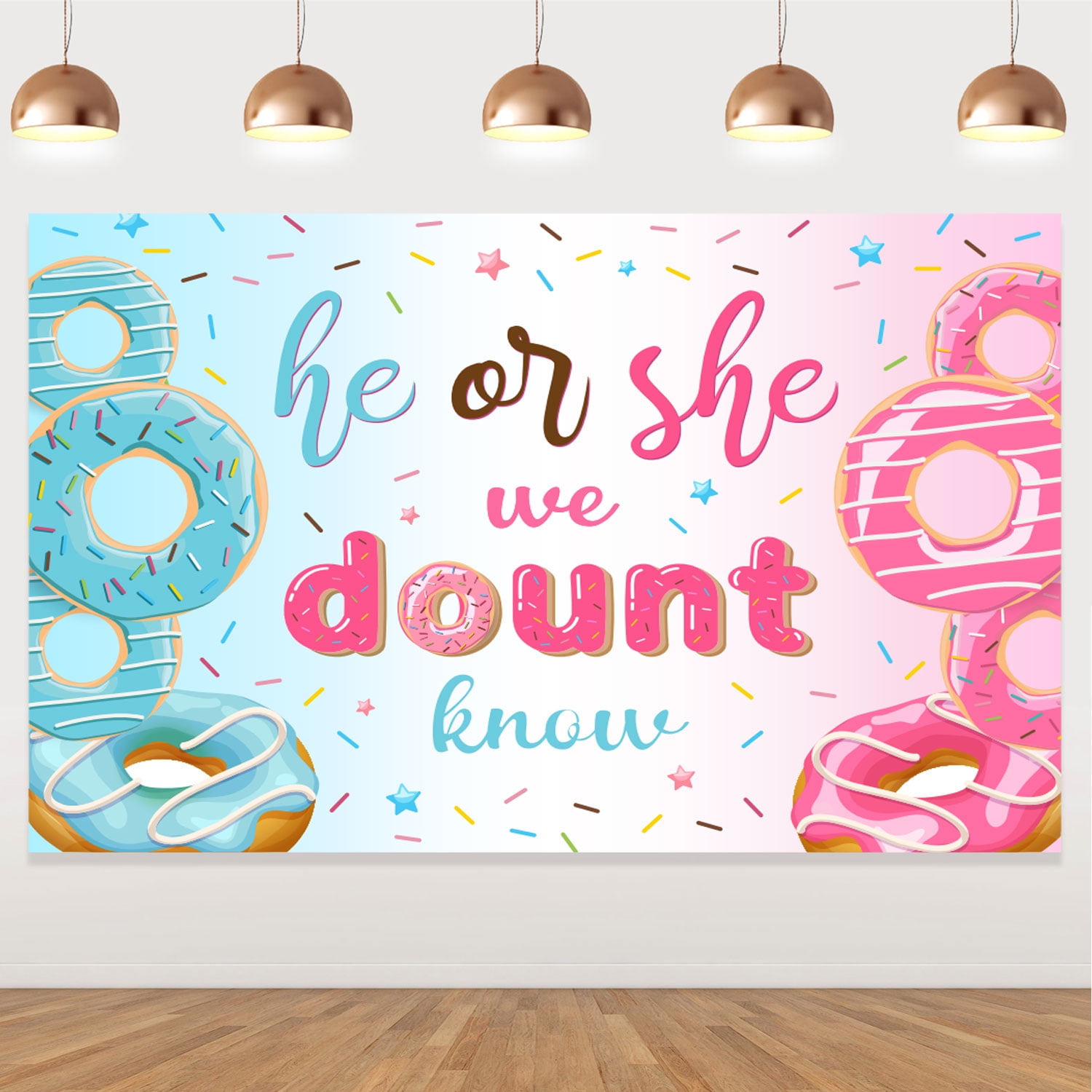 Donuts Backdrop We Donut Know He or She, Gender Reveal Donut Backdrop ...