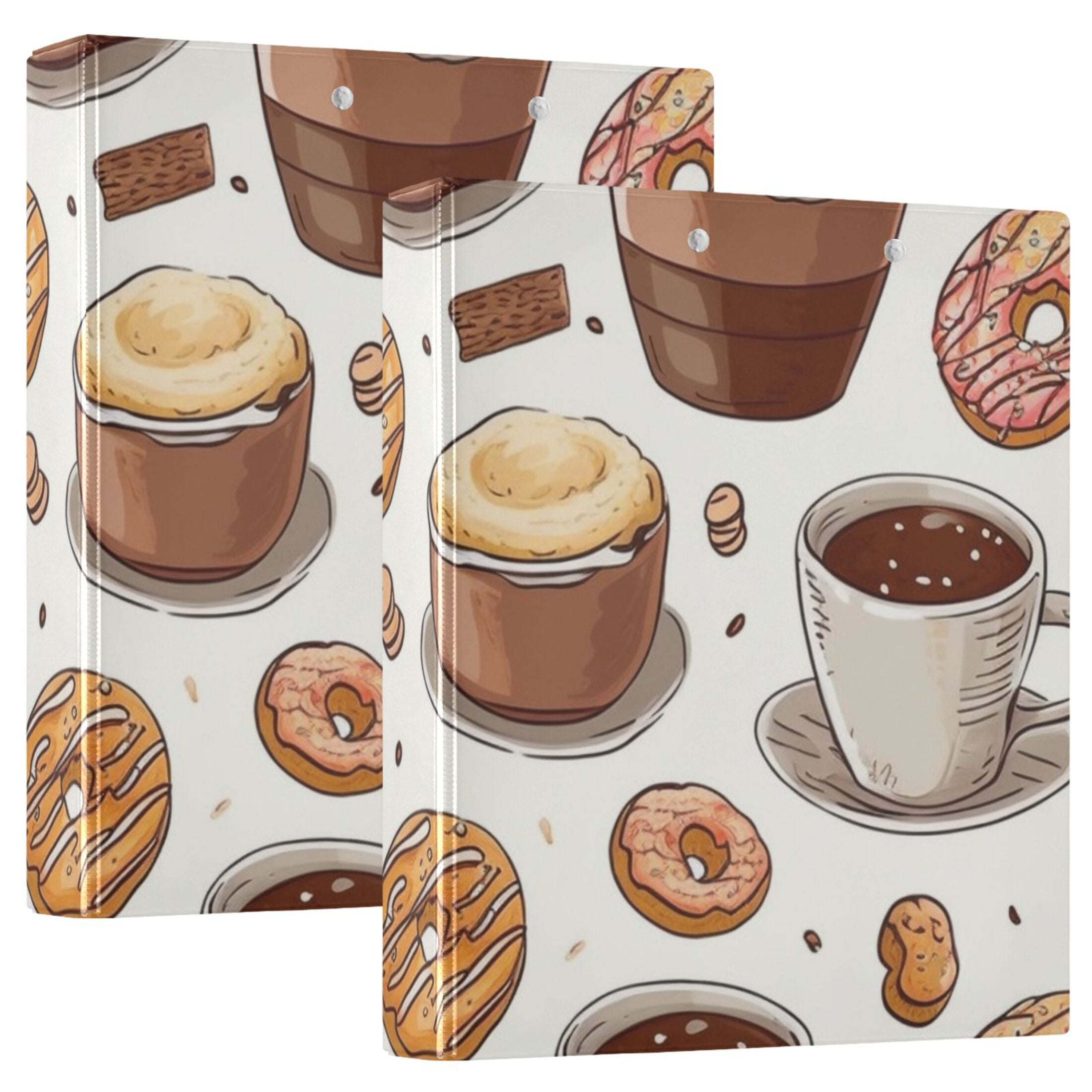 Donuts Coffee Biscuits 3 Ring Binders 1.5 inch Hardcover File Folders ...