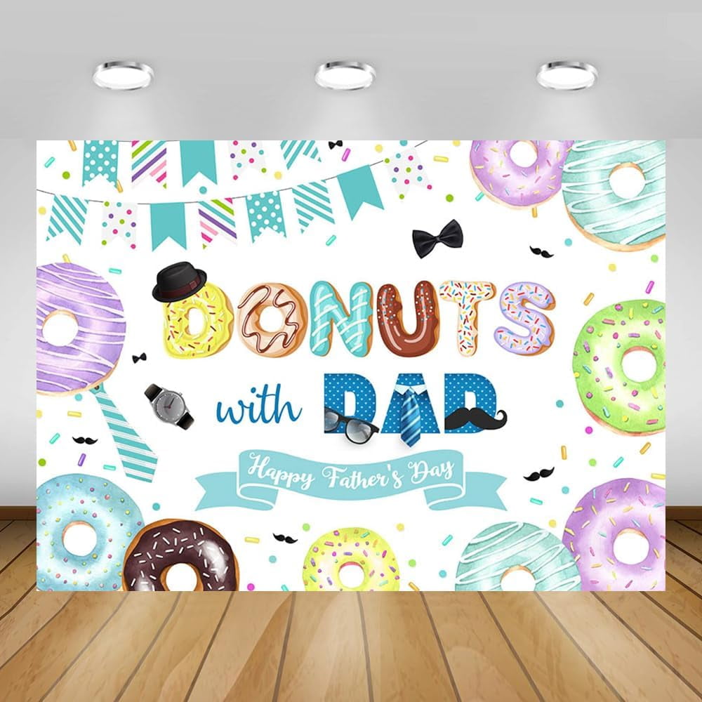 Donuts with Dad Happy Father's Day Backdrop Sprinkle Father's Day I ...