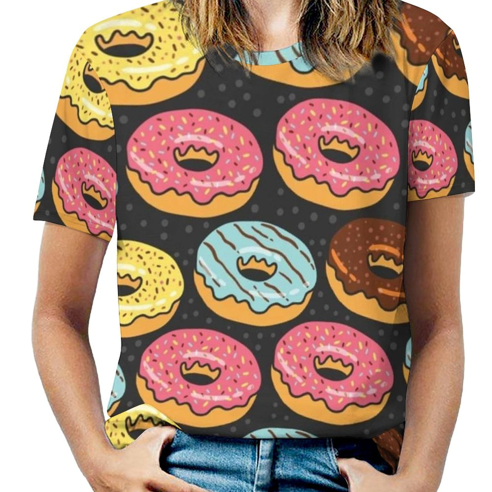 Donuts Forever Sexy And Club Fashion Female T-Shirt Short Sleeve Off ...