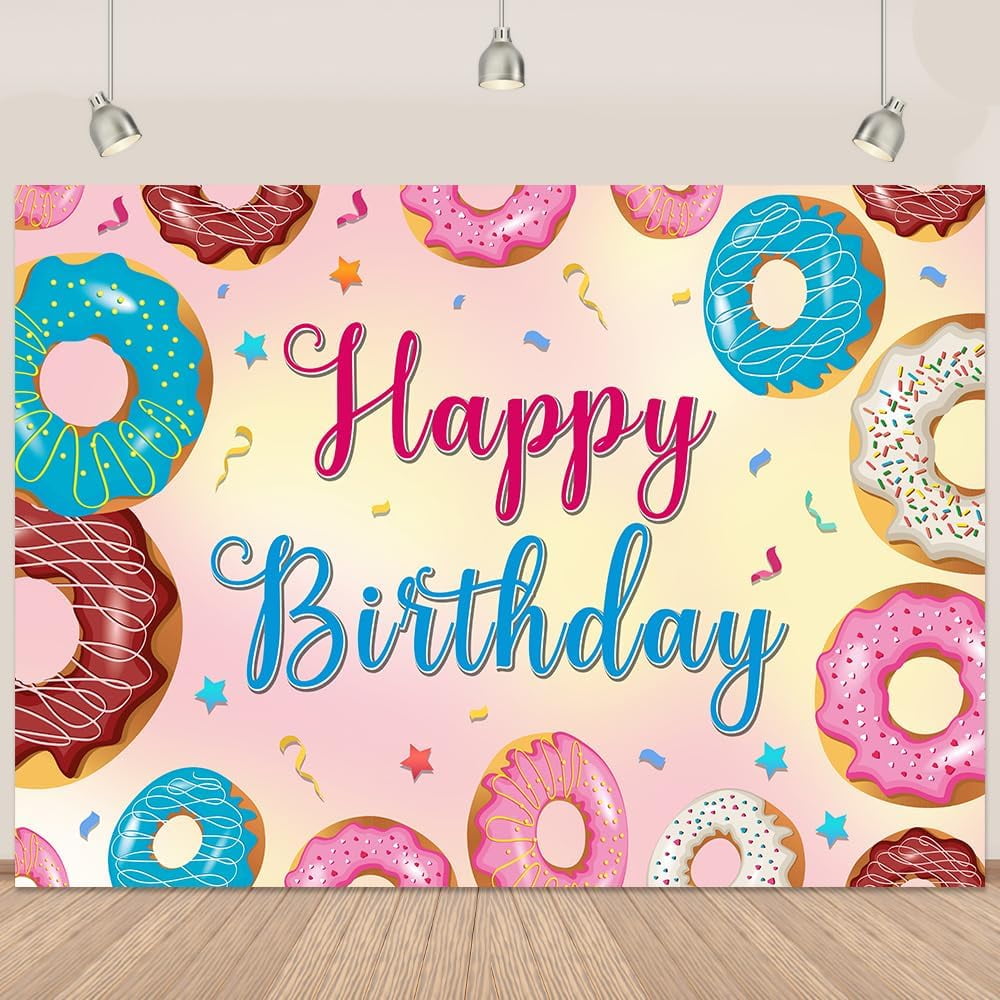 Donuts Grow Up Birthday Beautiful Backdrop Sweet Donuts Theme Happy ...