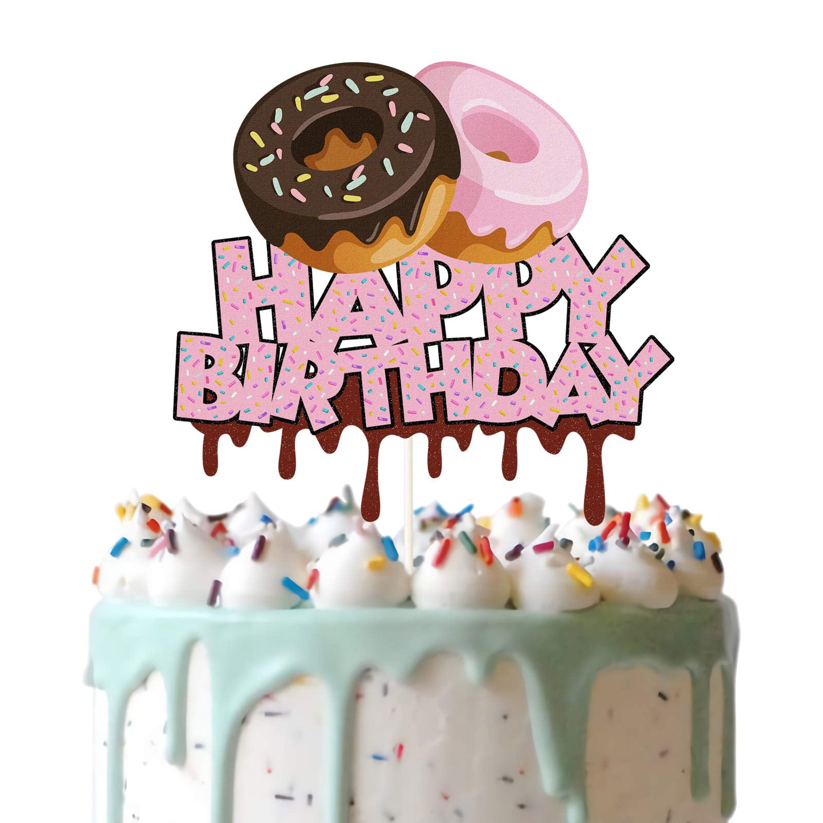 Donuts Happy Birthday Cake Topper, Candy Doughnut MDH1Cake Decor ...